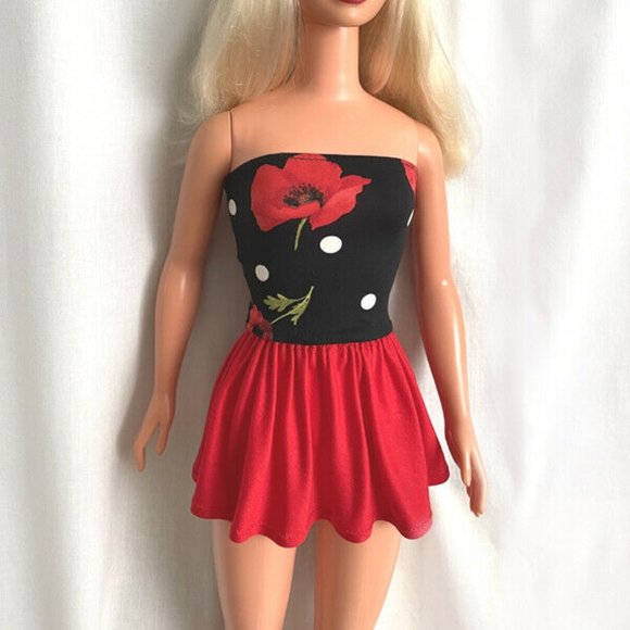 Handmade | Toys | Red Mini Skirt Top With Poppies Polka Dots For My ...